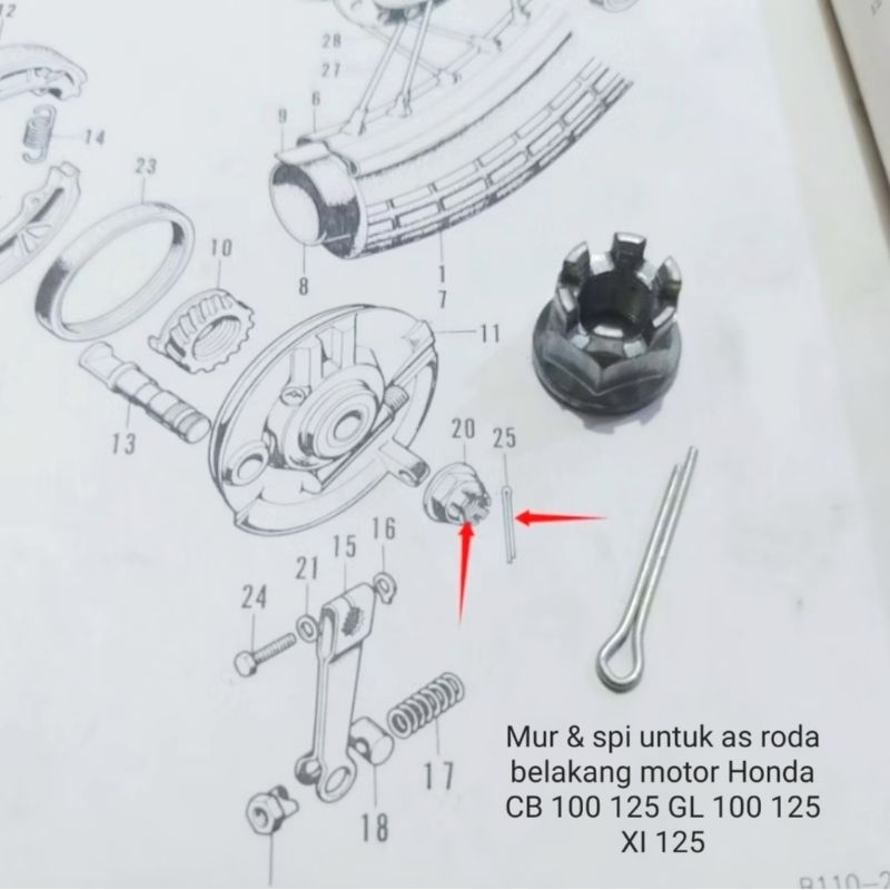 Nuts And SPI For HONDA Motorcycle Rear Axle CB 100 125 GL 100 125 XI ...