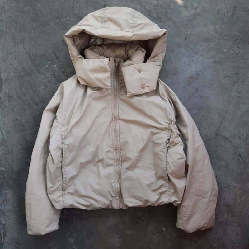 Puffer Jacket Oversize Uniqlo U Inner Goose Feather Boxy Fit - Cream ...