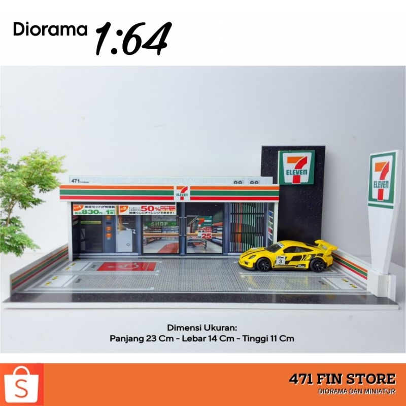 DIORAMA 7 ELEVEN, Miniature, Diecast Hotwheels Parking/Garasi, 1:64 ...