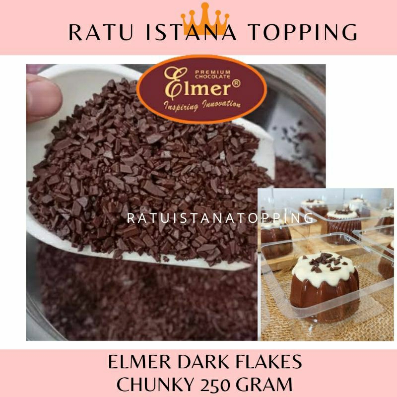 Elmer DARK FLAKES CHUNKY 250gram CHOCOLATE Chips Sprinkle CHOCOLATE ...