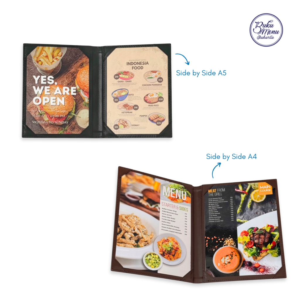 Menu Books - Cafe Series Side By Side Variant Leather Menu Books (2 ...