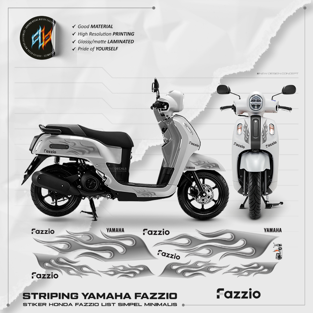 YAMAHA FAZZIO API TRANSPARENT STRIPING / SIMPLE LIST FAZZIO STICKER ...