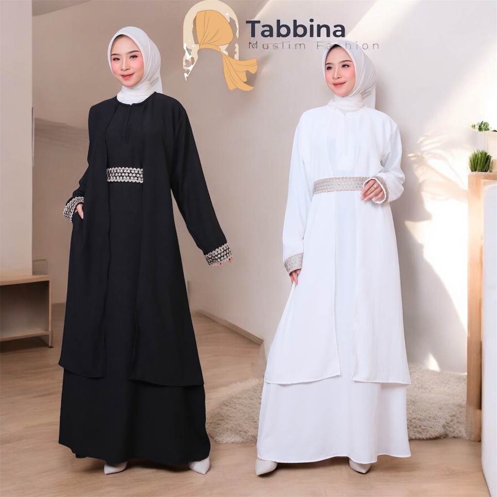 HITAM Tabbina abaya Black Turkey Gamis Dress Muslim Women Combination ...