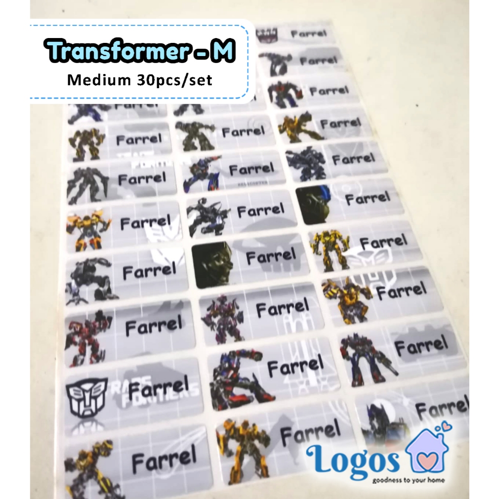 Transformer Sticker MEDIUM Name Label. Optimus Prime, Bumblebee, cute ...