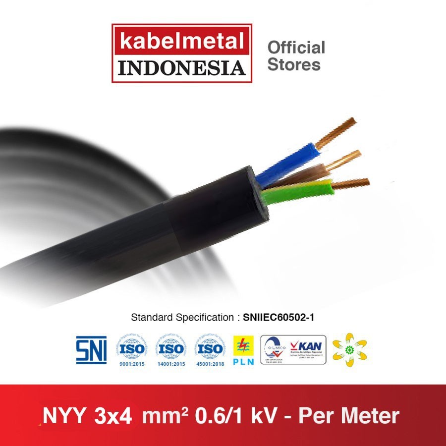 Metal Cable - NYY Cable 3x4 mm2/3x4 mm2 Per Meter Tufur Outdoor Wire ...