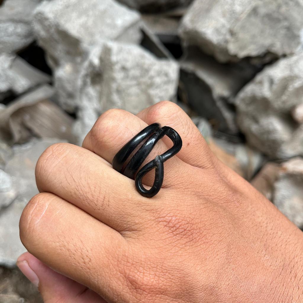 HITAM Men's Ring Root Bahar Black Minimalist Circular Model | Shopee ...