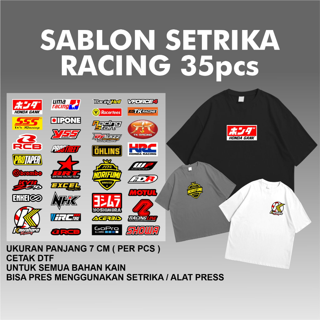 Dtf Sponsor Brand Racing Screen Printed T-Shirt Sticker Package ...
