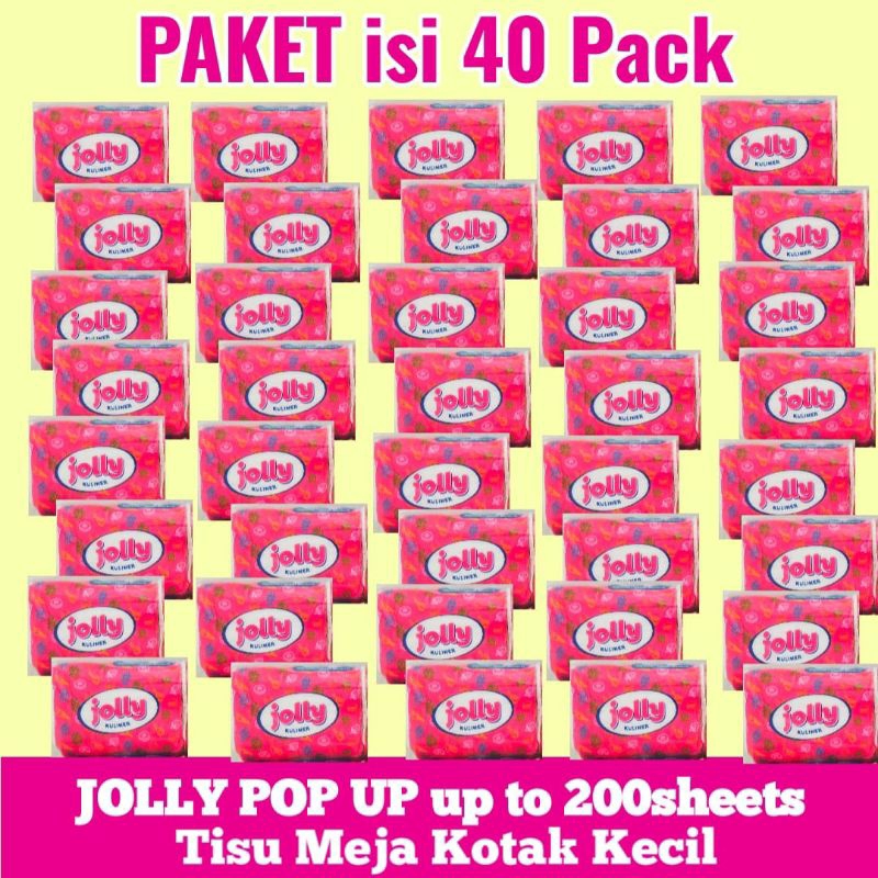 (40Pack) Jolly Pop up Tissue up to 200sheets / Small square table ...