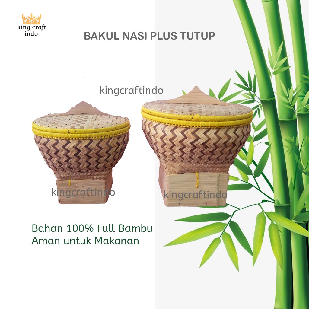 Rice Basket With LidO Lid, Bamboo Rice Container, Rice Ceting Sangku ...