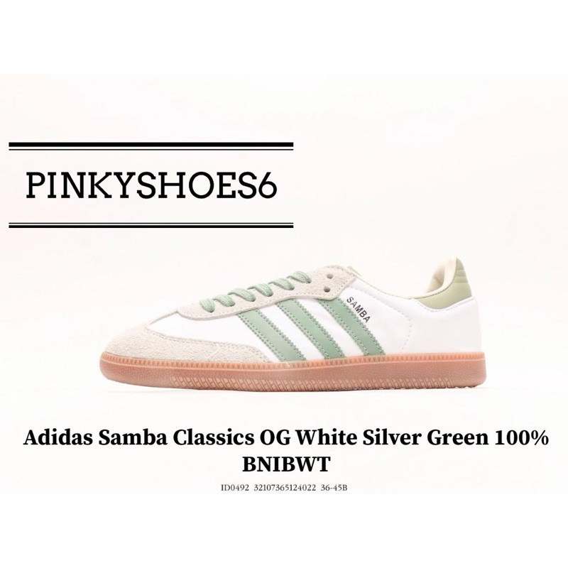 Adidas Samba Classics OG White Silver Green 100% Shoes | Shopee Philippines