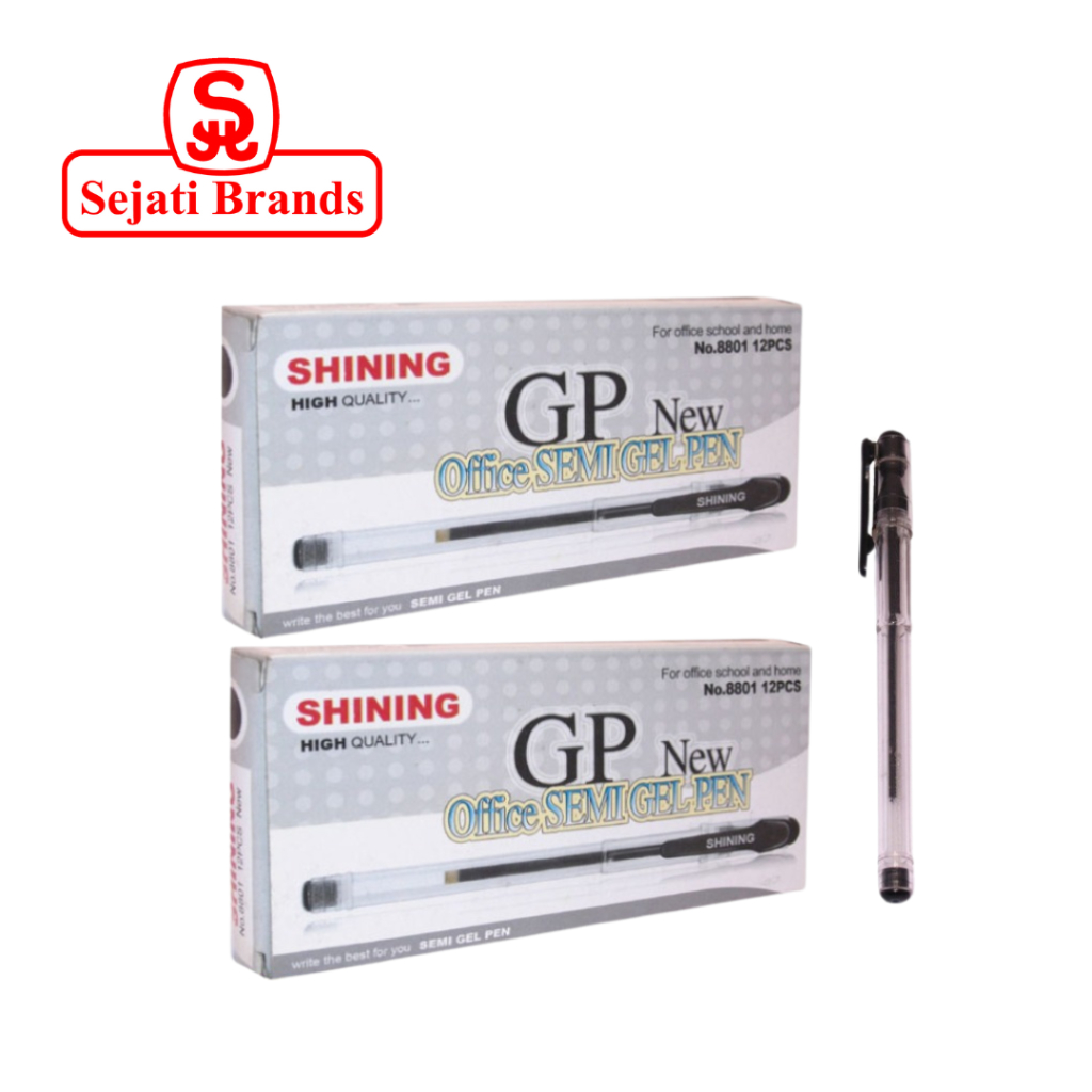 HITAM Buy 1 GET 1 Shining Ballpoint 8801 Black Ink/Pen 2 Dozen | Shopee ...
