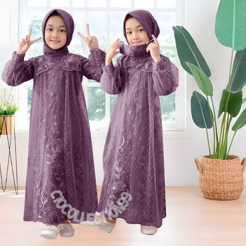 Gamis clothes for girls 3-16 years old, Full Brukat Gamis, party ...