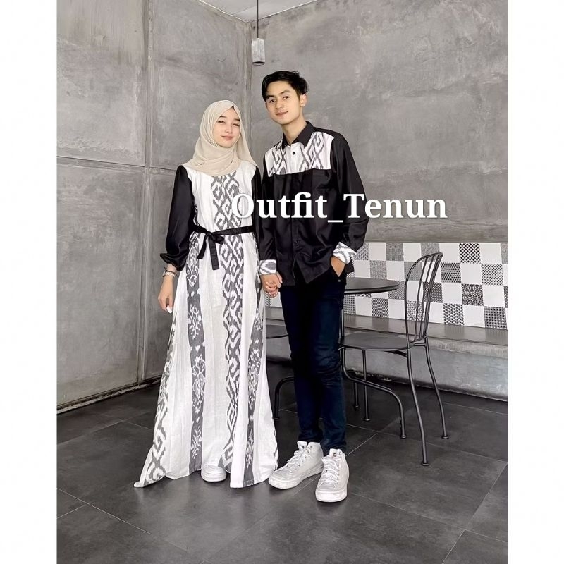 PUTIH Outfit_tenun White Paruki Woven Gamis Couple Set, men's women's ...