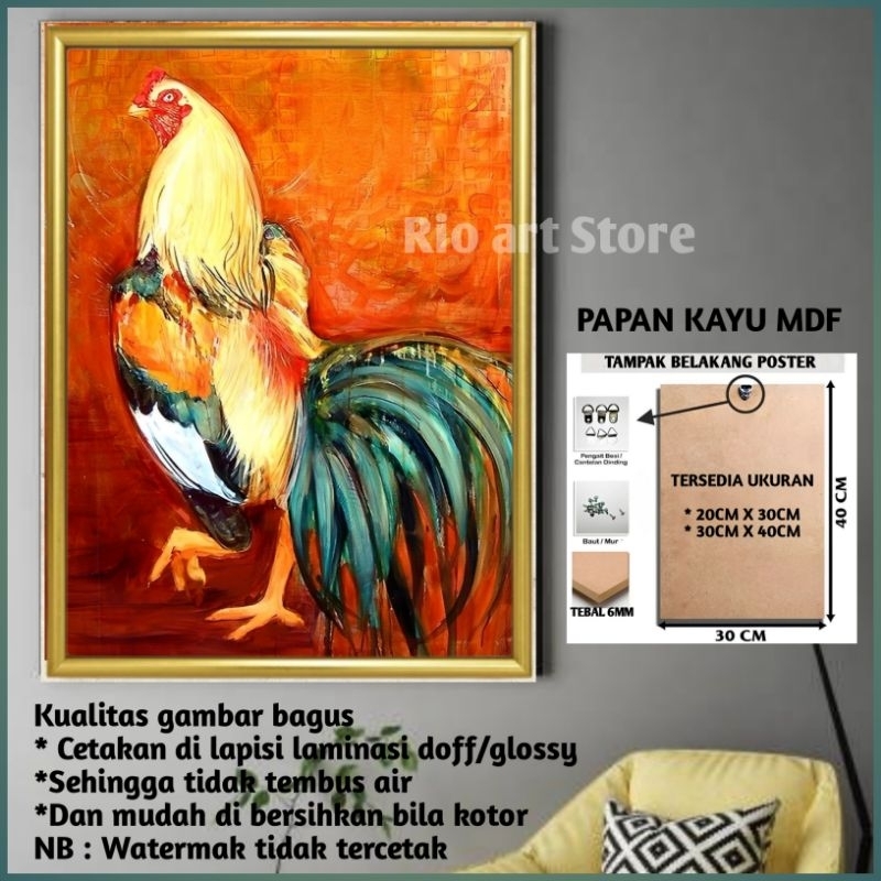 HIASAN DINDING KAYU Wall Decoration mdf Wood Board Material Rooster ...