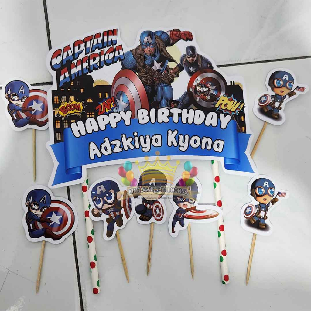 Custom Cake Topper with Captain America's Name | Shopee Philippines