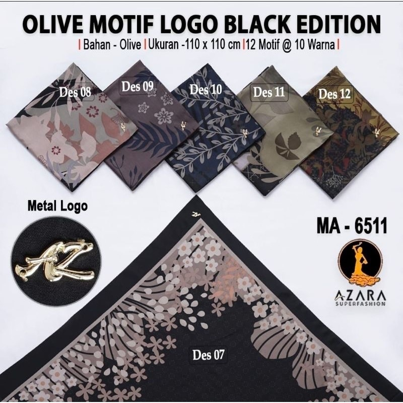 Rectangular Hijab with Azara Motif Black Edition Voal Premium - Metal ...