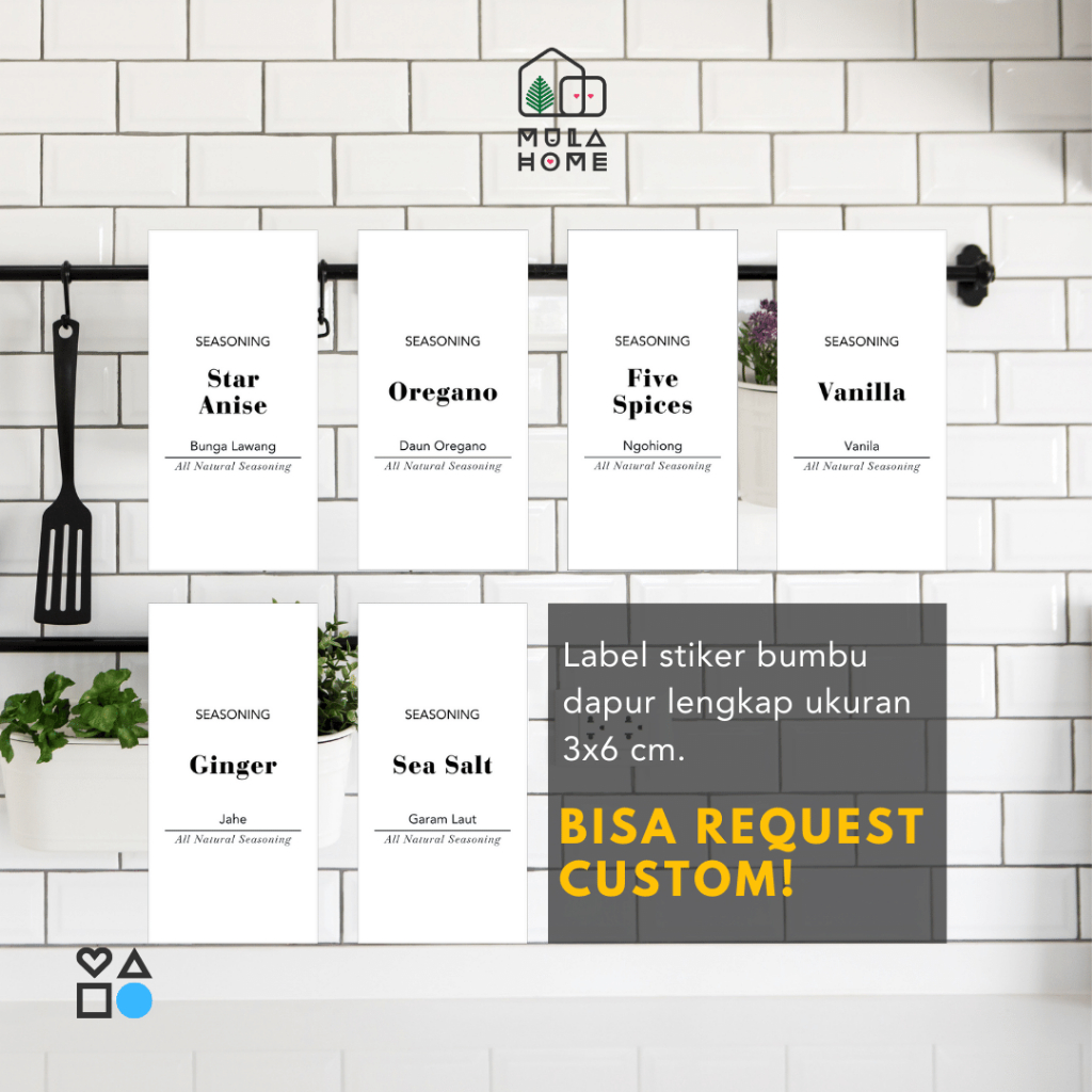 An02 LABEL STICKER Bottle STICKER Aesthetic Minimalist Kitchen Spice ...