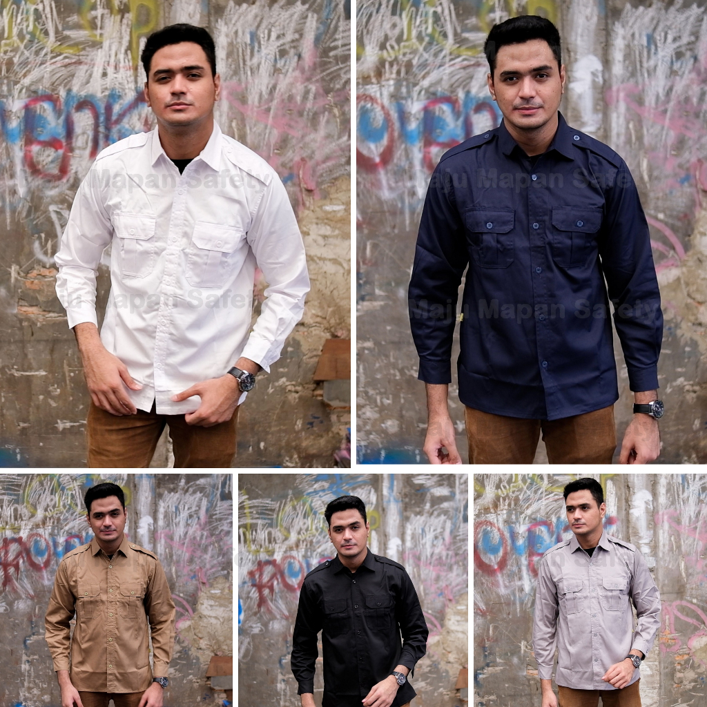 KEMEJA Men's Formal PDH PDL PNS Uniform Tactical Shirt Long Sleeve ...