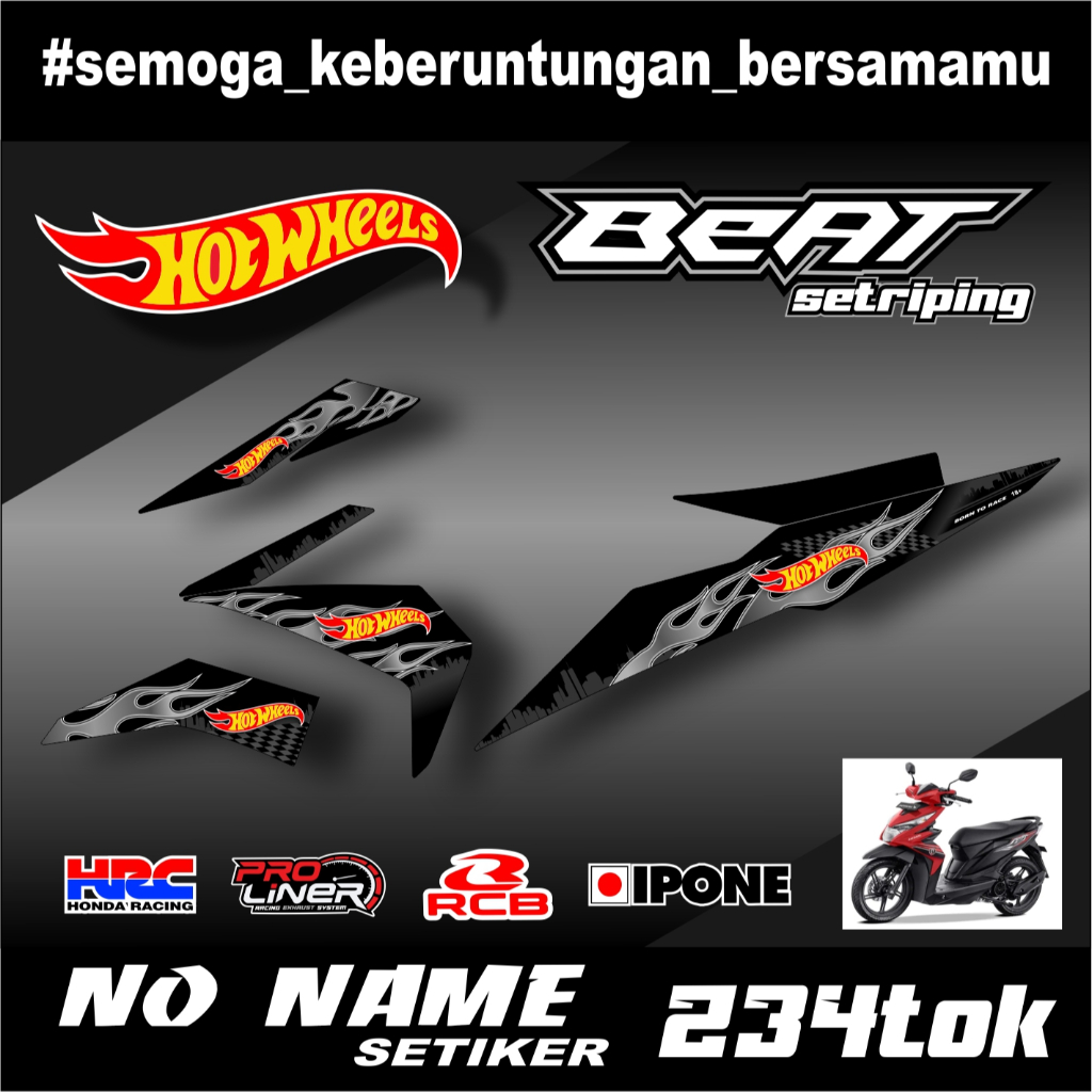 Striping beat Motorcycle Sticker Sticker Hotwheels (234tok) 2016 2017 ...