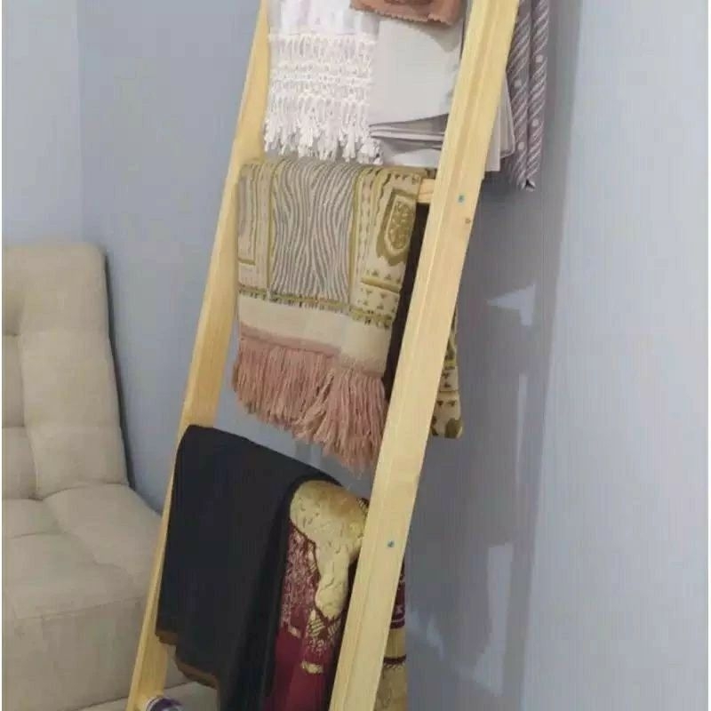 KAYU Wooden LADDER Rack AESTHETIC LADDER HANGER Hijab Prayer Rug ...