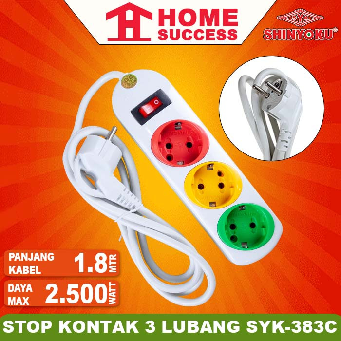Stop CONTACT 3 HOLE SHINYOKU SYK-383C SNI CABLE 1.6 METER | Shopee ...