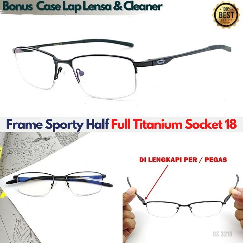 Men's Sporty Eyeglass Frame FULL Alloy Titanium Socket18 Half Lens ...