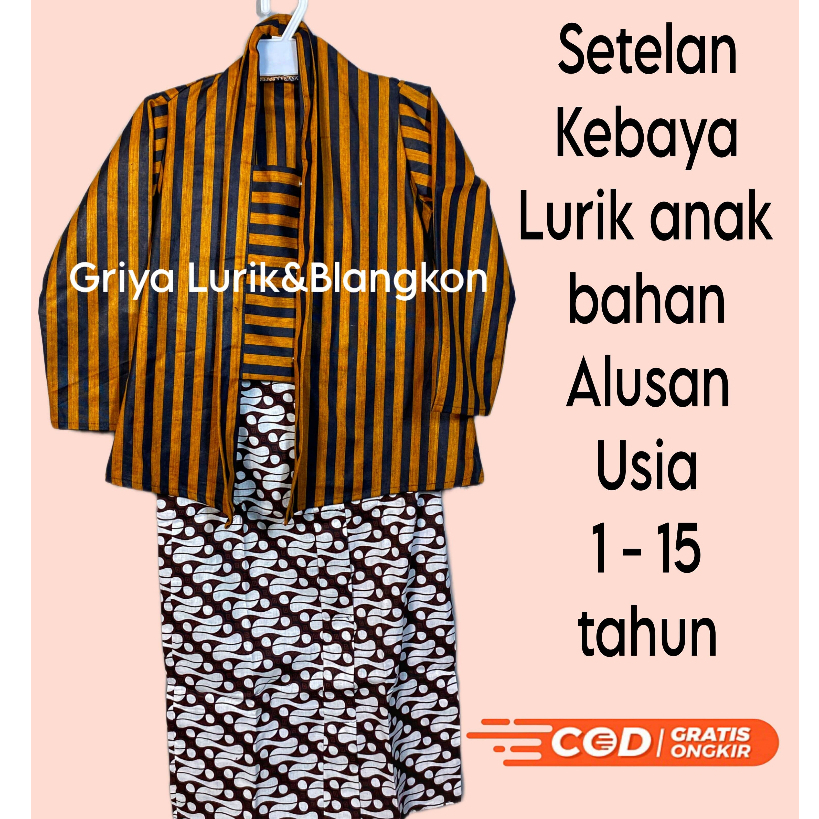 KATUN Soft Children's Lurik Kebaya Suit, Premium Cotton Material, Ages ...