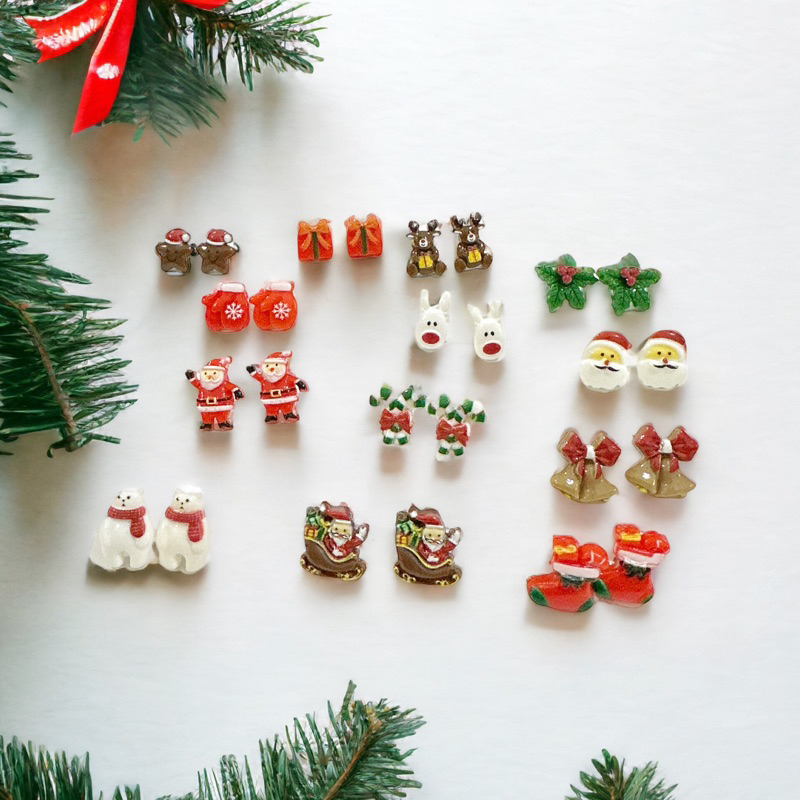 Christmas Character Piercing Earrings Christmas Stud Earrings Character ...