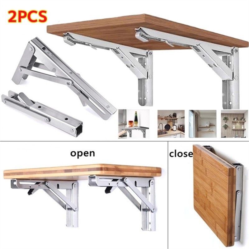 SIKU 2 PCS 16 Inch Stainless Steel Support Folding Wall Shelf Angled ...