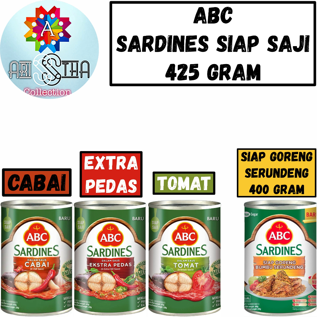 Abc Sardines Ready to Eat Sardines Packed in 425 Gram Cans | Shopee ...