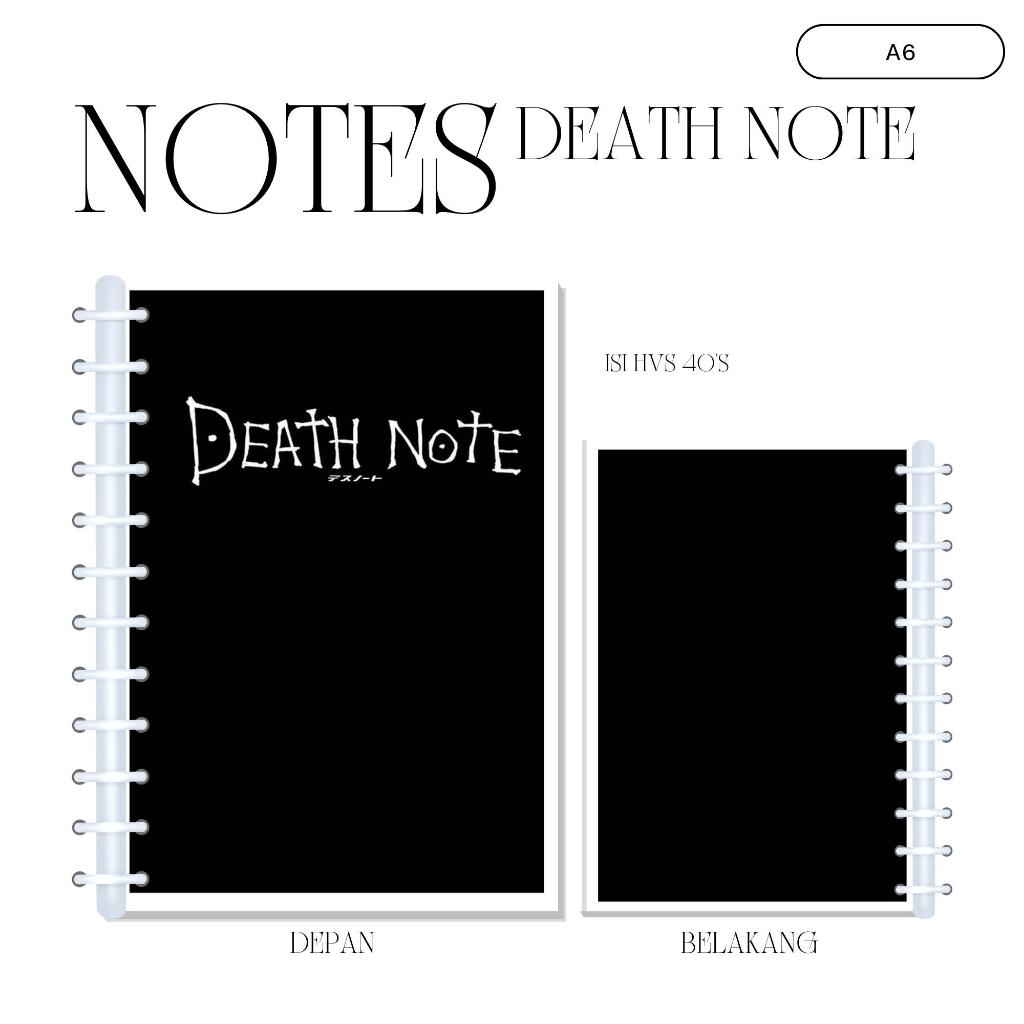 A6 NOTES DEATH NOTE (CONTENTS OF 40 HVS + 2 SIDED LAMINATED COVER ...