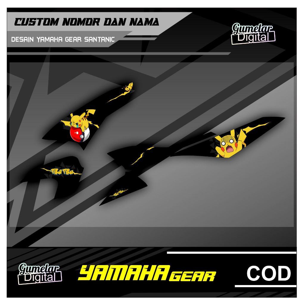 SIMPLE STRIPPING YAMAHA GEAR PIKACHU POKEMON ALREADY CUT JUST STICKED ...