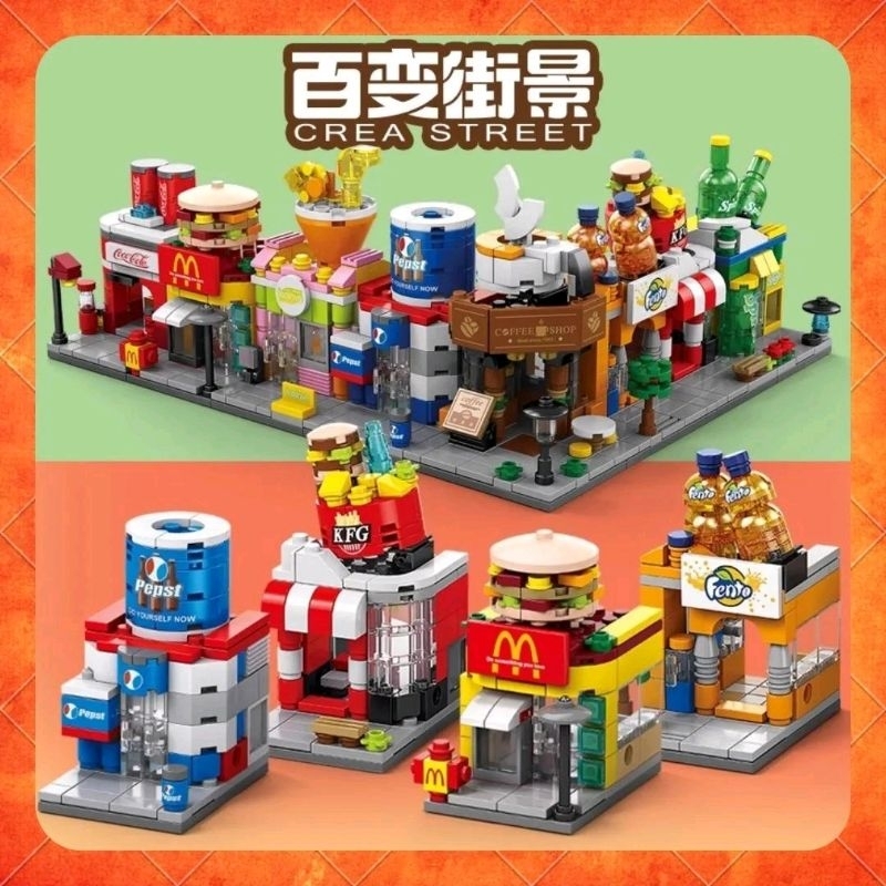 Burger Shop Series Toy Food Block Stand Educational Toy Model | Shopee ...