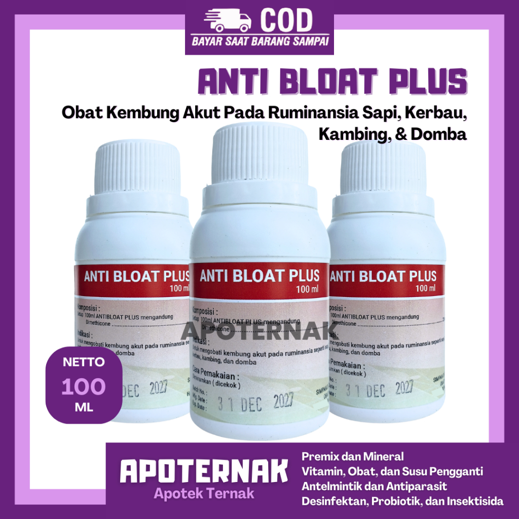 Anti BLOAT PLUS 100ml | Bloated Medicine For Cow Buffalo Goat Sheep ...