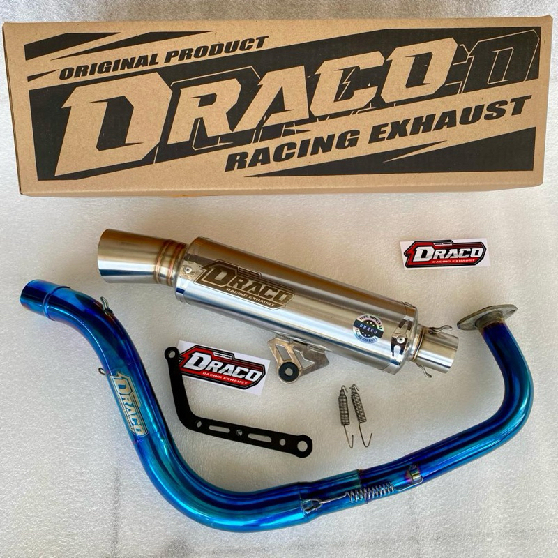 Original DRACO Racing Exhaust 38 Mm Full Neck Blue for VARIO Motorbikes ...