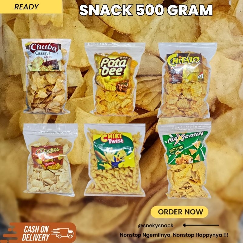Snack 500 Gram Chitato Maxicorn Cheetos Chiki Twist Piattos Potabee ...