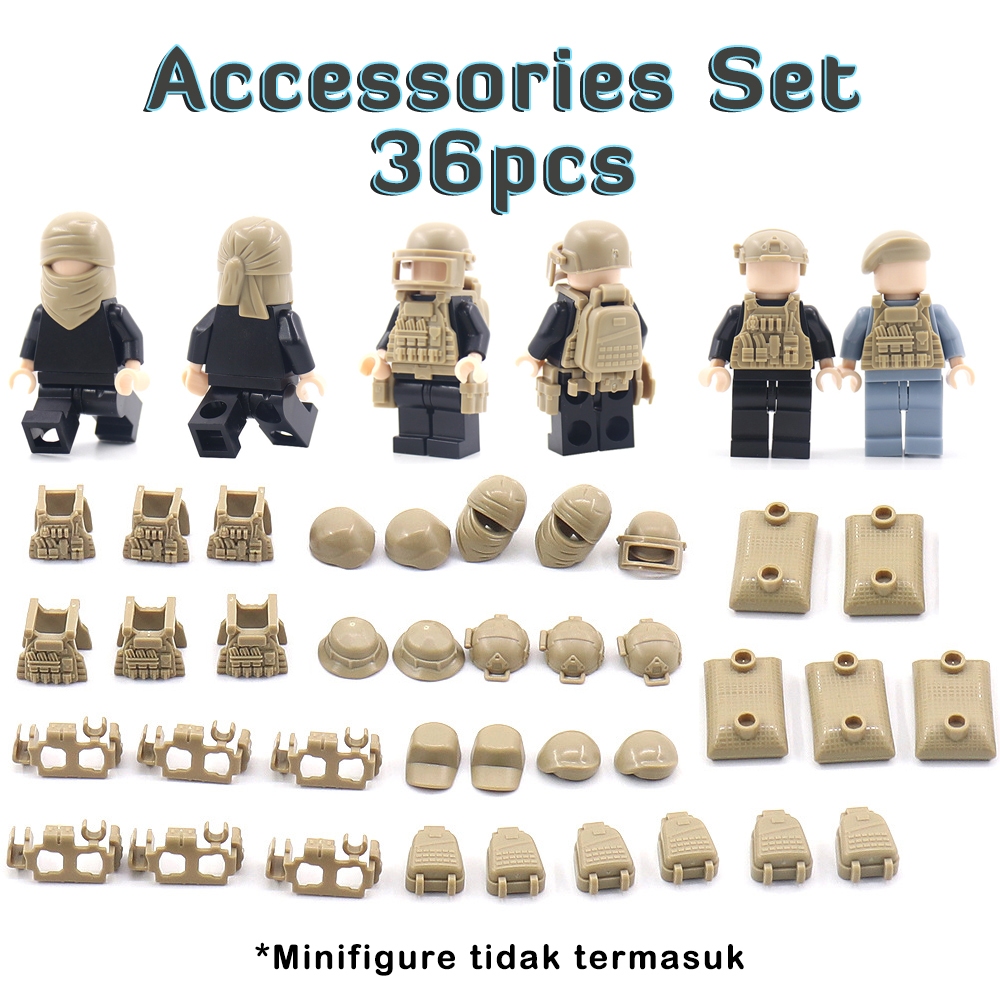 Military Brick Toys Full Set 36pcs military Sandbag Helmet Vest Swat ...