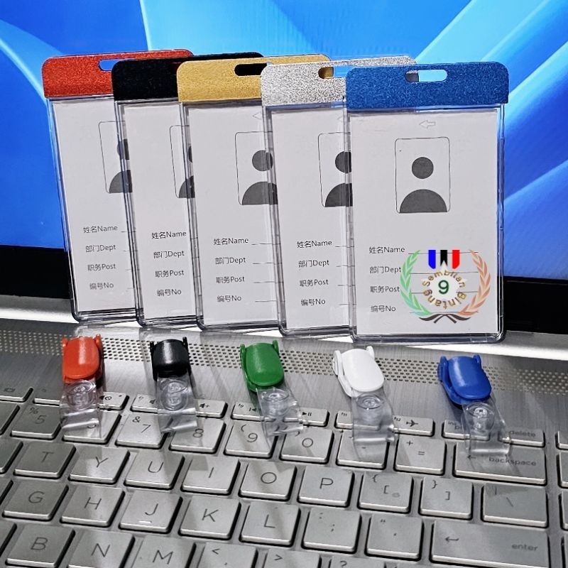 High-end Sliding Aluminum Acrylic Id Card Holder+Id Card Clip | Shopee ...