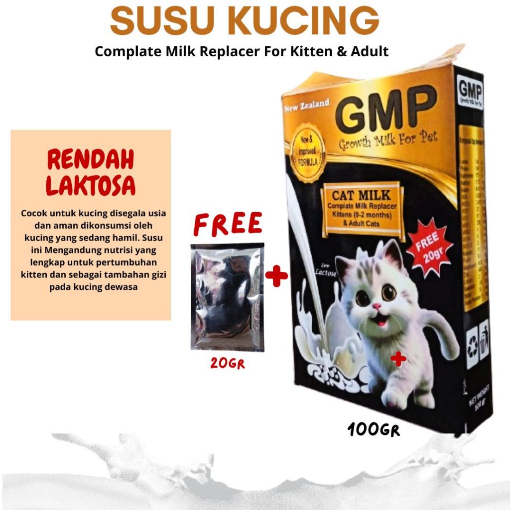 Low Lactose GMP Milk For Cats 100gr Pack+FREE 20gr | Shopee Philippines