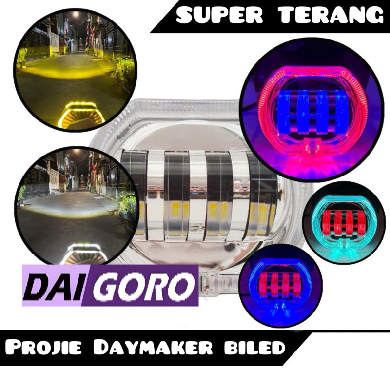 MATA Projie Crystal Daymaker Led Headlight 4 Eyes 8D Far Near Lens 2 ...