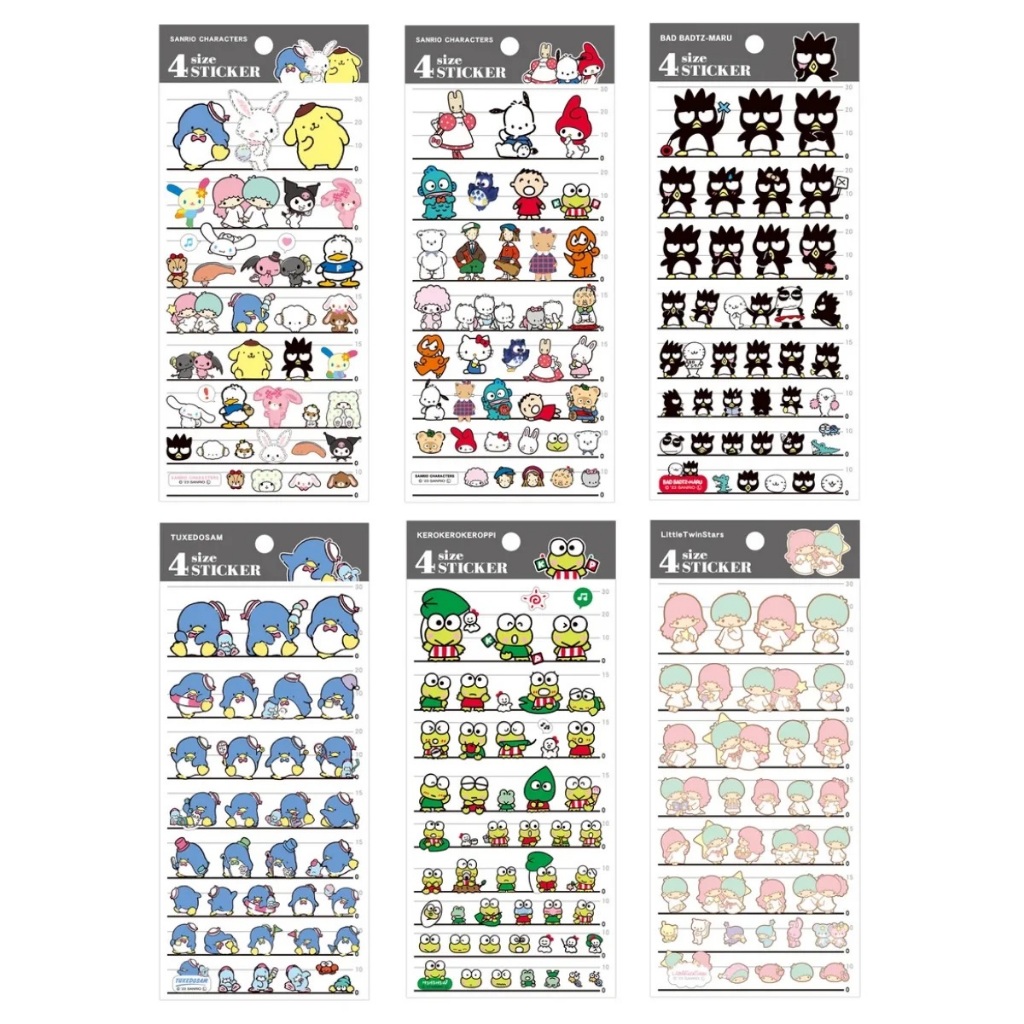 4 Sizes Sticker Sheet Sanrio Little Twin Stars Keroppi Tuxedo Sam Badtz ...