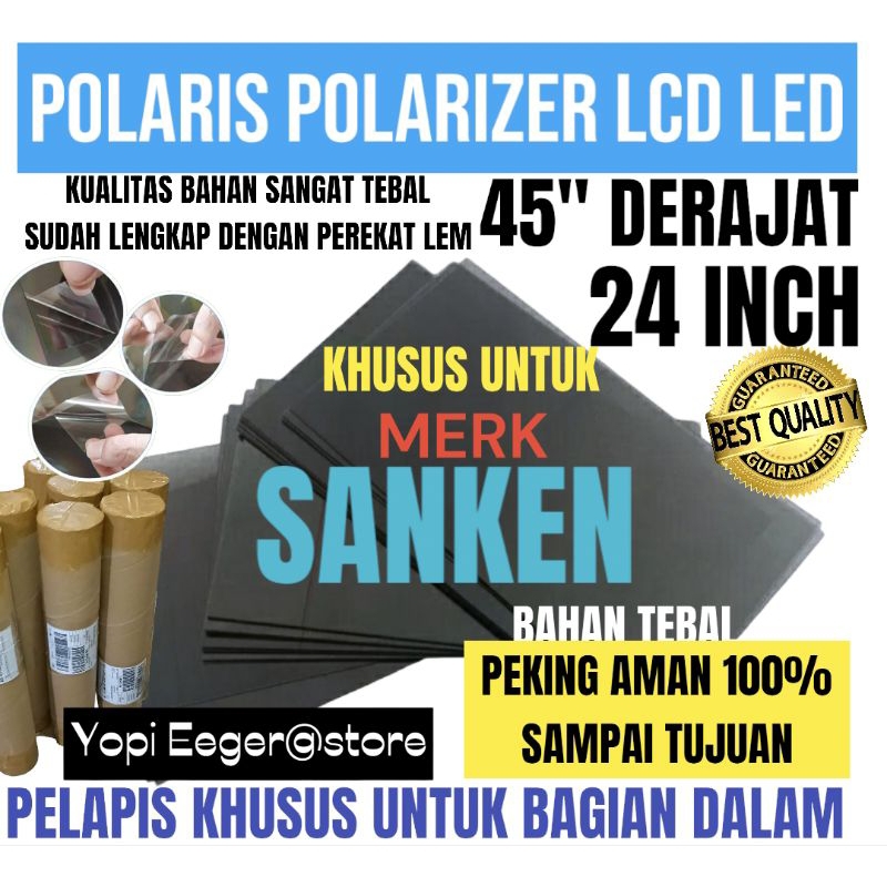 Polaris POLARIZER LCD LED SANKEN 24 INCH 45" DEGREE SPECIAL FILM ...
