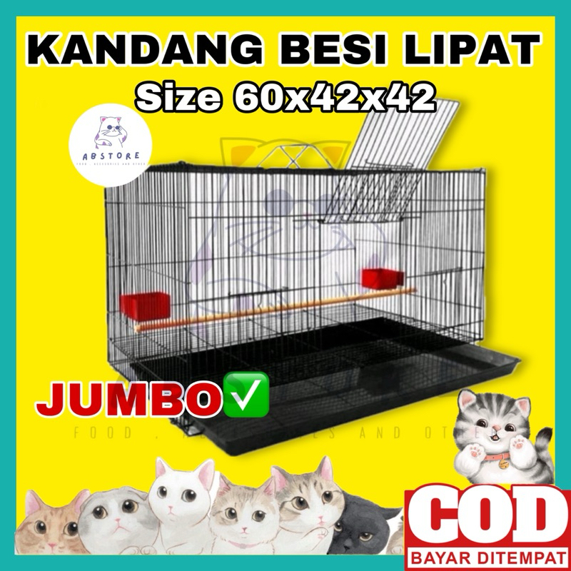 Jumbo Folding Iron Cage 60x42x42 Cage Cat Dog Rabbit Bird Ferret Cage ...