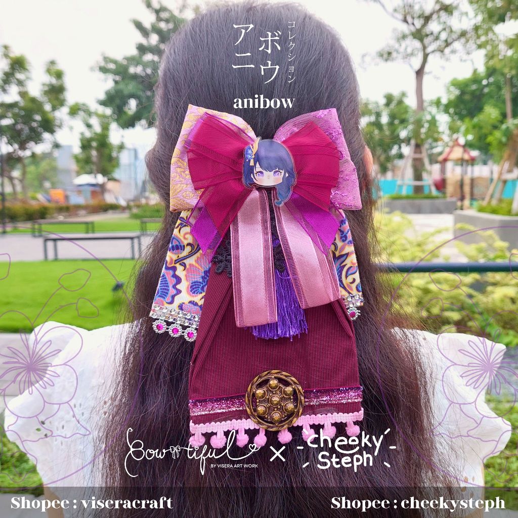 Anibow Raiden Shogun 4 Genshin Impact Bow Hairpin Cosplay Accessories ...