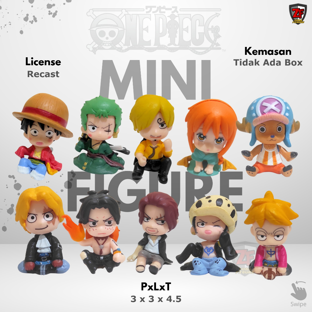 Action Figure One Piece Mini Figure Kru Mugiwara Display Set One Piece ...