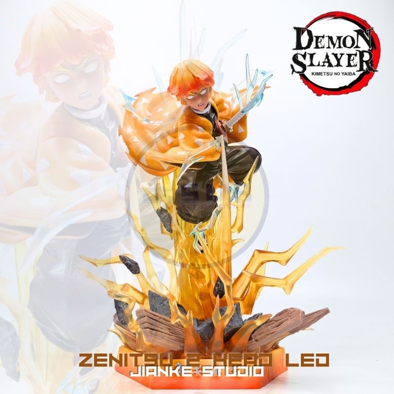 Action Figure Zenitsu Agatsuma Thunderstorm Statue Demon Slayer 2-Head ...