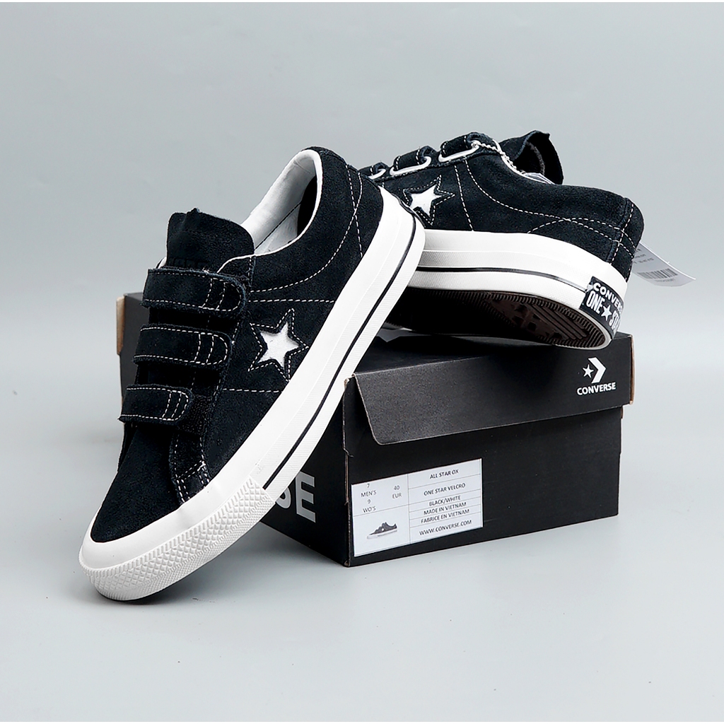 CONVERSE ONE STAR VELCRO BASIC BLACK WHITE CASUAL MEN'S SNEAKERS ...
