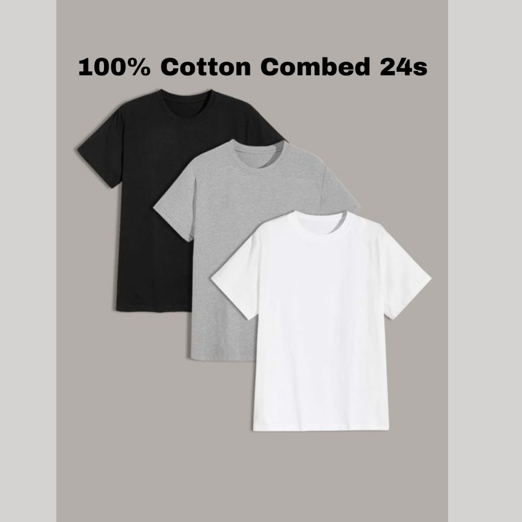 PUTIH T-shirt Polos Cotton Combed 24s White Color | Shopee Philippines