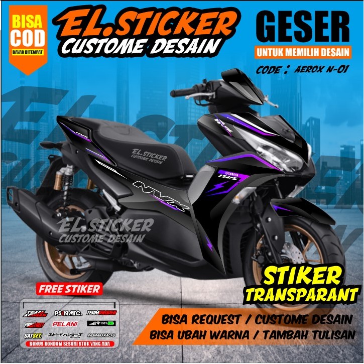 MERAH HITAM Aerox STRIPING Transparent UV MOTIF Cool Color Blue Black ...