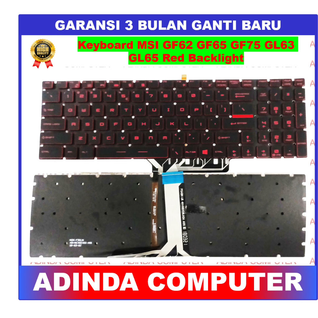 MSI Keyboard GF62 GF65 GF75 GL63 GL65 GL73 GL75 GP63 Red Backlight ...